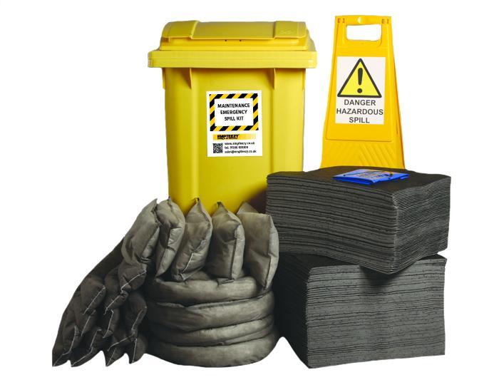 Maintenance Spill Kit Wheeled Bin with Lid (360ltr Absorbency) – Emtez