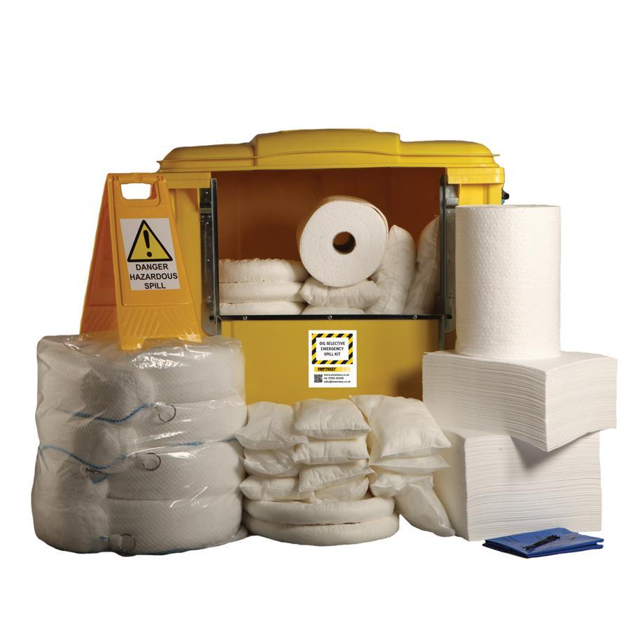 1000ltr Oil Selective Spill Kit (Four Wheel Cart with Lid) – Emtez